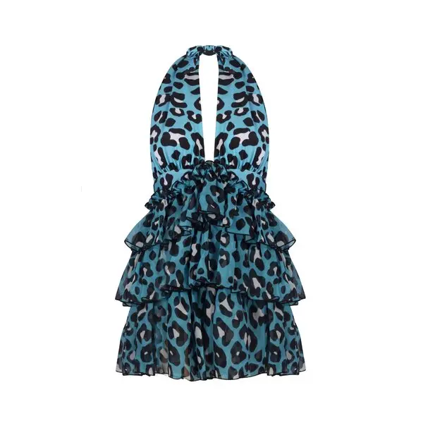 NUR KARAATA Bellano Leo Dress - Blue