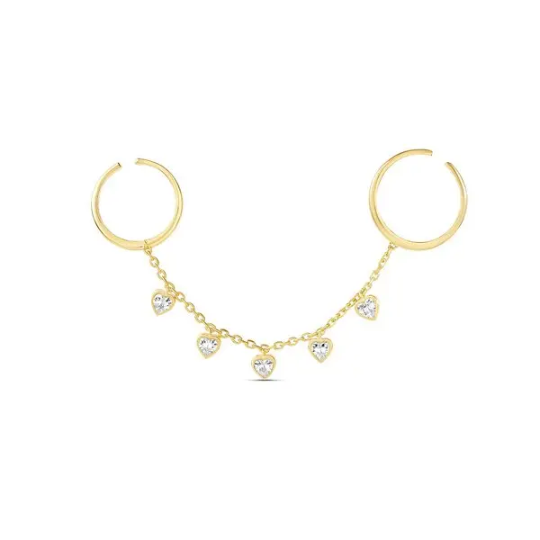 SHYMI Two Finger Bezel Set Adjustable Ring Heart - Gold