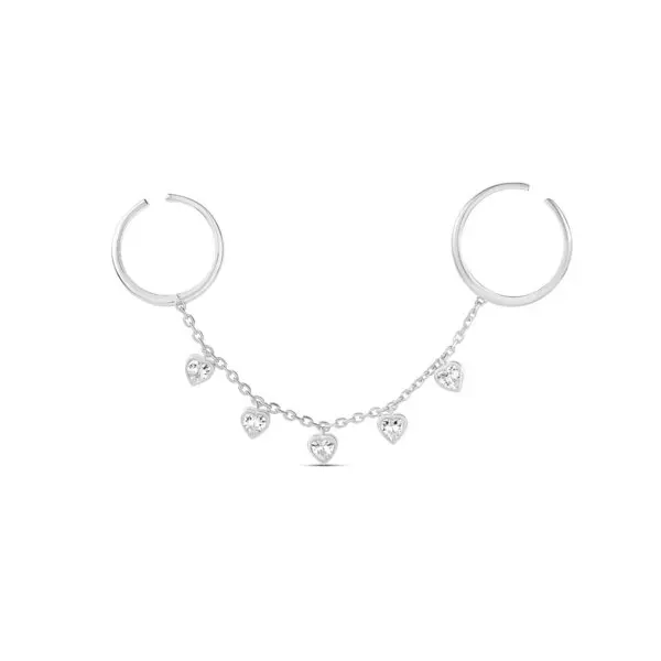 SHYMI Two Finger Bezel Set Adjustable Ring Heart - Silver