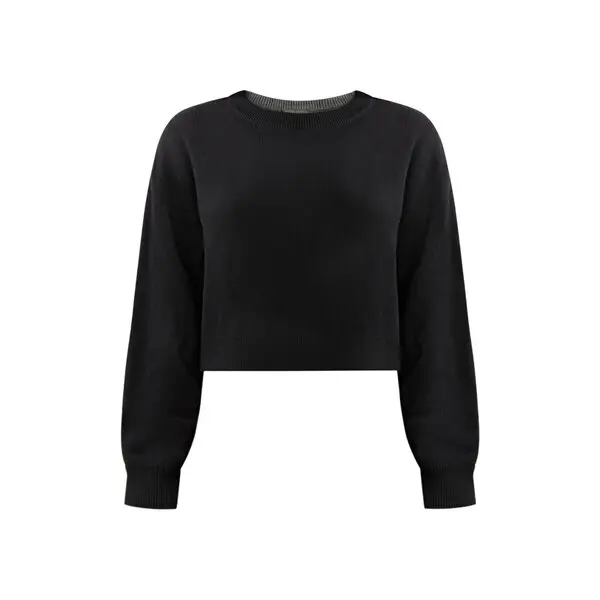 KNOWN SUPPLY Drop Shoulder Cropped Sweater Andra - Black
