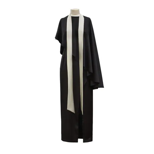 JULIA ALLERT Structured Satin Cape Dress With Contrast Scarf - Black
