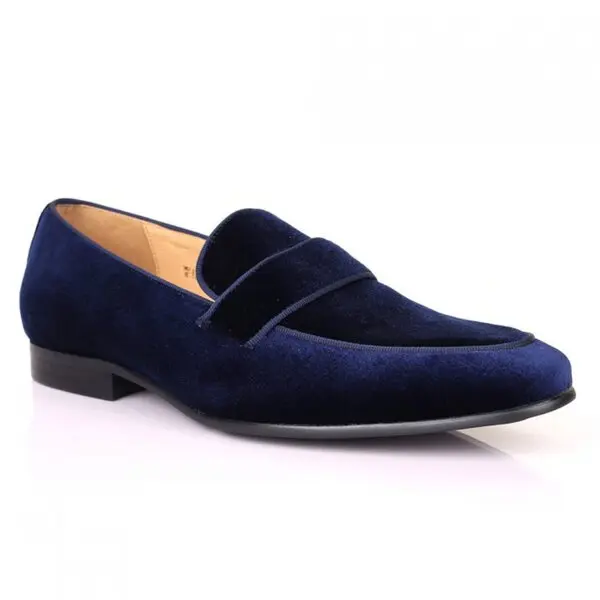 DAVID WEJ Alfred Velvet Loafers – Navy - Blue