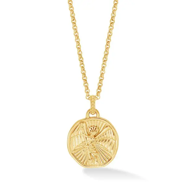 DOWER & HALL St. Michael Talisman Necklace In Vermeil - Gold