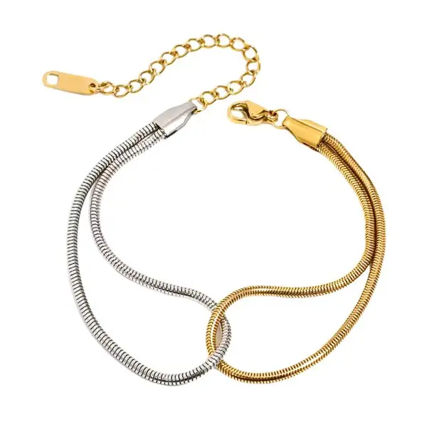 OLIVIA LE Sahira Mixed Metal Snake Bracelet - Gold