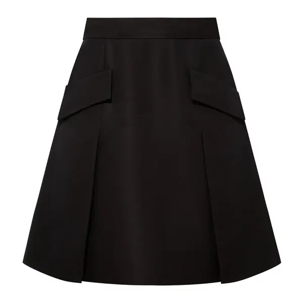 FEMPONIQ Pleated Silk-blend Flared Skirt - Black