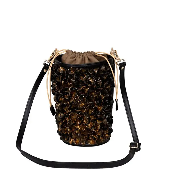 F3ROG BY RANA The Crossbody Coral Bucket Bag With A Shoulder Strap - Black