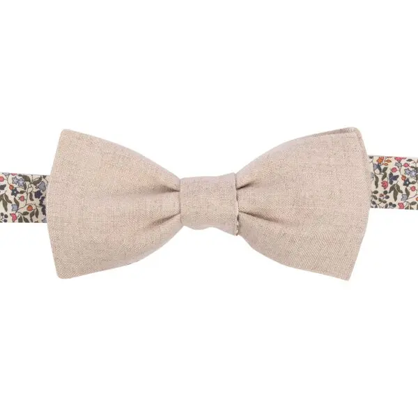 LE COLONEL Neutrals Natural Textured Linen Vanilla Amber Liberty Katie & Millie Bow Tie - Yellow