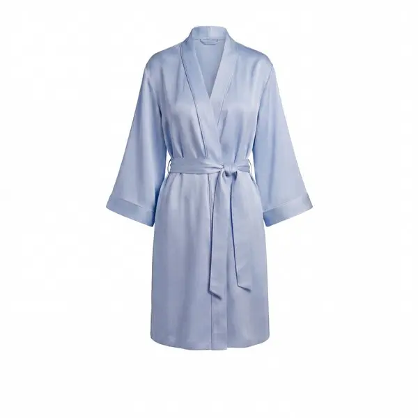 VIMISSIA Bubble Silk Short Robe In Sky - Blue