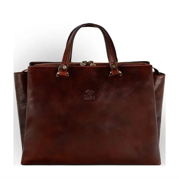 TIME RESISTANCE Leather Tote Bag Shoulder Bag – The Scarlet Letter - Brown