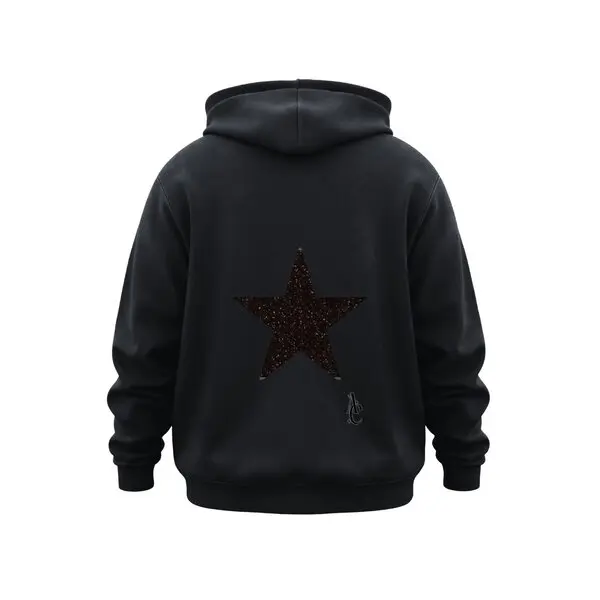 AURA & CO Nyc Star Hoodie Glitter - Black