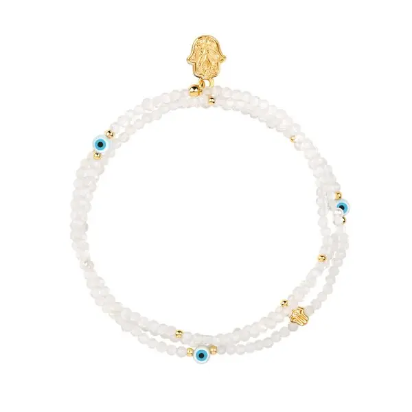 KARMA AND LUCK Balanced Spirit Clear Quartz April Birthstone Wrap - White