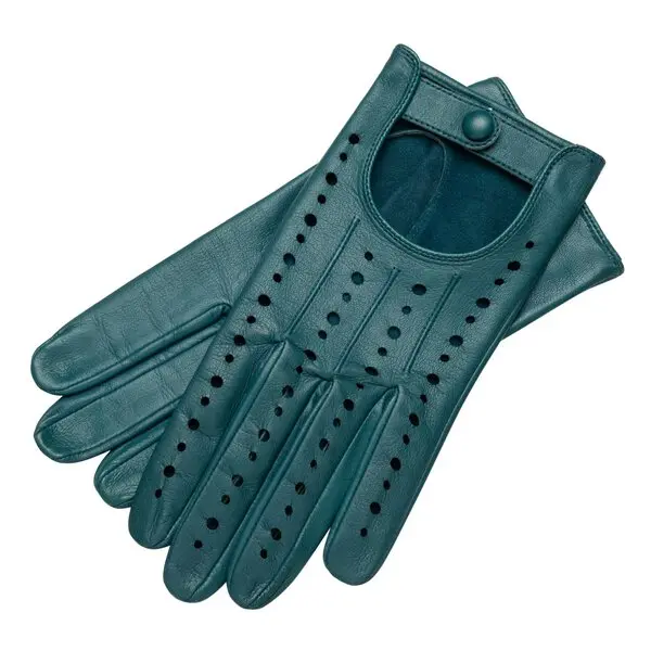 1861 GLOVE MANUFACTORY Rimini Leather Driving Gloves In Petrol - Green