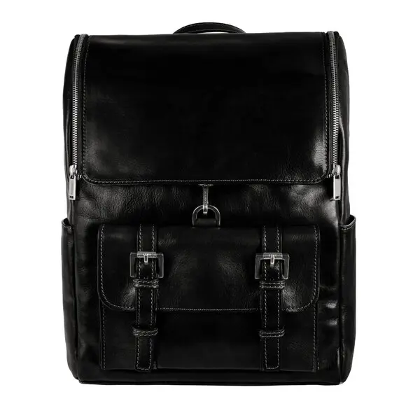 TIME RESISTANCE Large Leather Backpack The Odyssey - Black