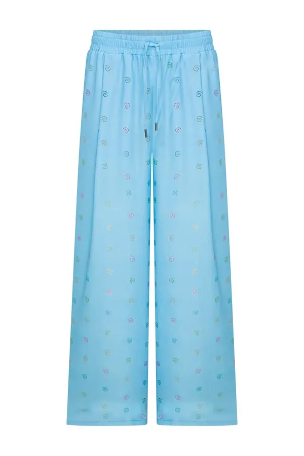 JE TE VEUX Spira Crystal Embellished Pants - Blue