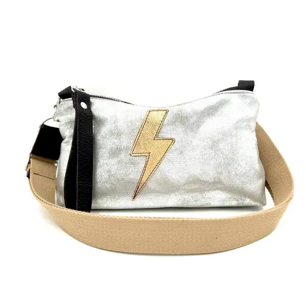 LYNN TALLERICO Nancy Crossbody In Distressed With Gold Bolt - Silver