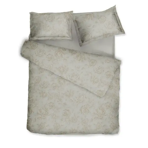 DECOFLUX HOME Brown / Grey / Neutrals Cotton Bed Linen Set Rose Line Almond - Brown/grey
