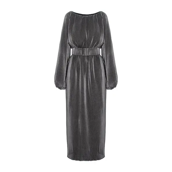 SILVIA SERBAN Dress In Patinated Pleated Voile