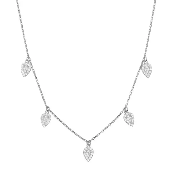 KAMARIA Blessings Leaf Choker Necklace With Crystals - Silver