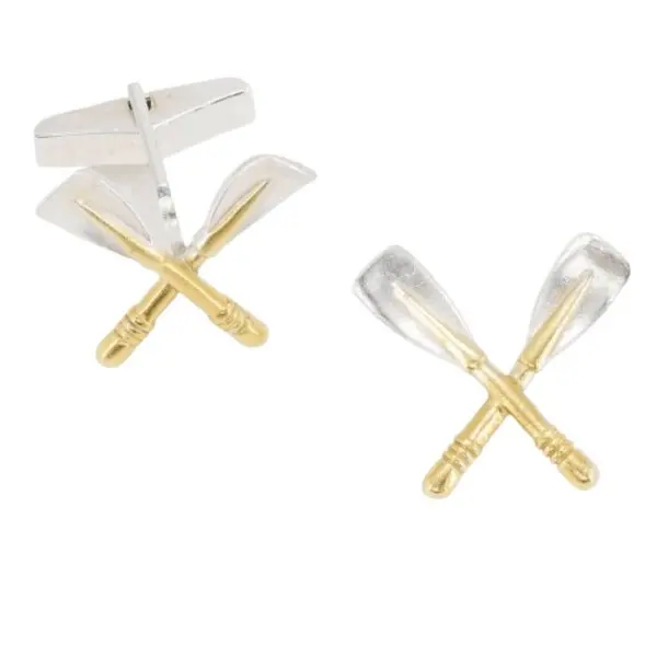 SIMON KEMP JEWELLERS Rowing Oarsman Cufflinks Eighteen Carat On Silver - Gold