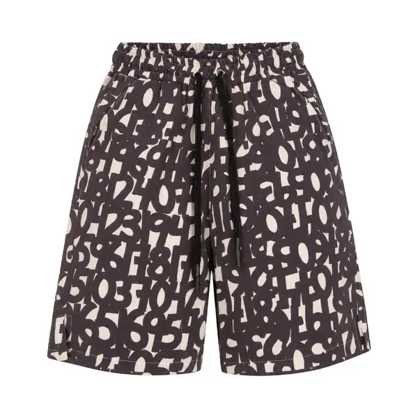 MYSIMPLICATED Bermuda Shorts With Numbers Design - Brown