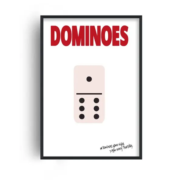 FANCLUB Red / Black Dominoes Retro Game Giclée Art Print A3 - Red/black