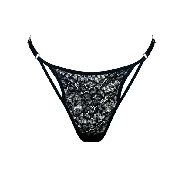 MONIQUE MORIN LINGERIE Hologram Adjustable Thong - Black