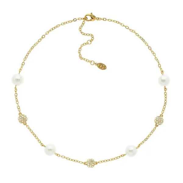 EMMA HOLLAND JEWELLERY Gold / White Gold, Crystal & Pearl Luxury Necklace - Gold/white