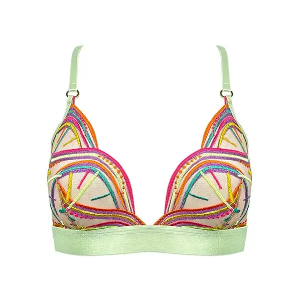 SOMEWHERE NEVER Disco Deco Triangle Bralette - Green