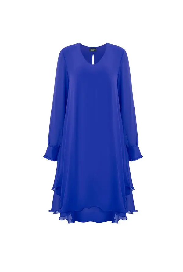 JAMES LAKELAND Long Sleeve Royal Wave Hem Dress - Blue
