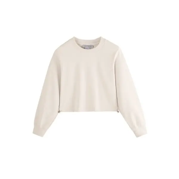 SUPESU Neutrals Cubby Sweater, Cropped Cosmic Latte & Cream - White