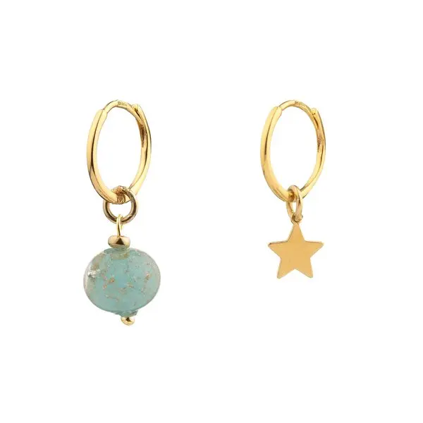 CHIARELLA Gold / Blue Murano Glow Hoop Earrings Light Blue - Gold/blue