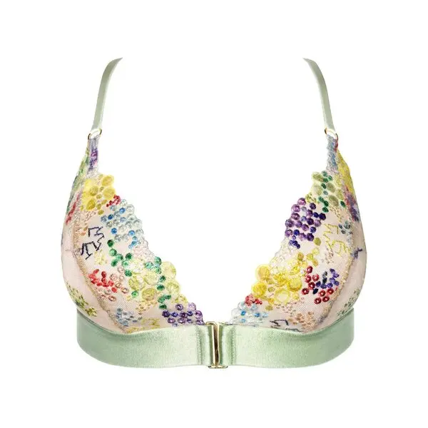 SOMEWHERE NEVER Sparkle & Shine Wireless Triangle Bralette - Green