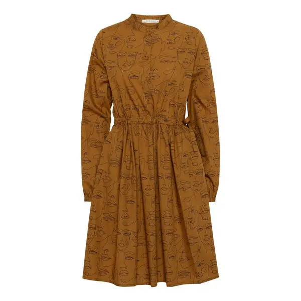 GROBUND Sigga Dress The One With Buttons In Cognac - Brown