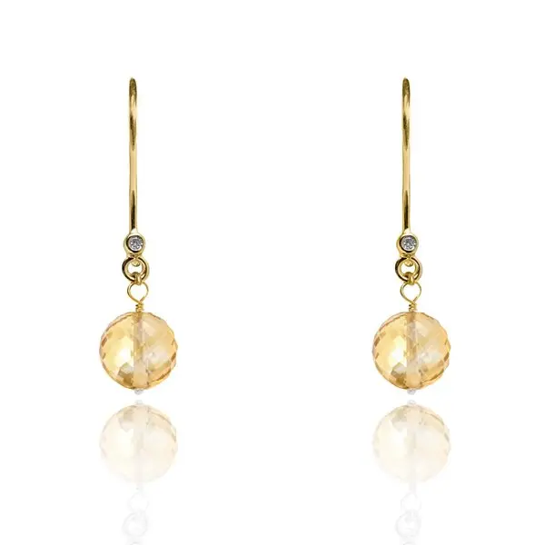 KAIZARIN Topaz Dangly Earrings November Birthstone Earrings - Yellow