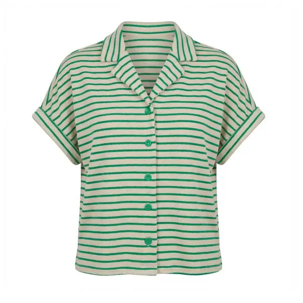 NOOKI DESIGN Caspian Towelling Stripe Blouse - Green