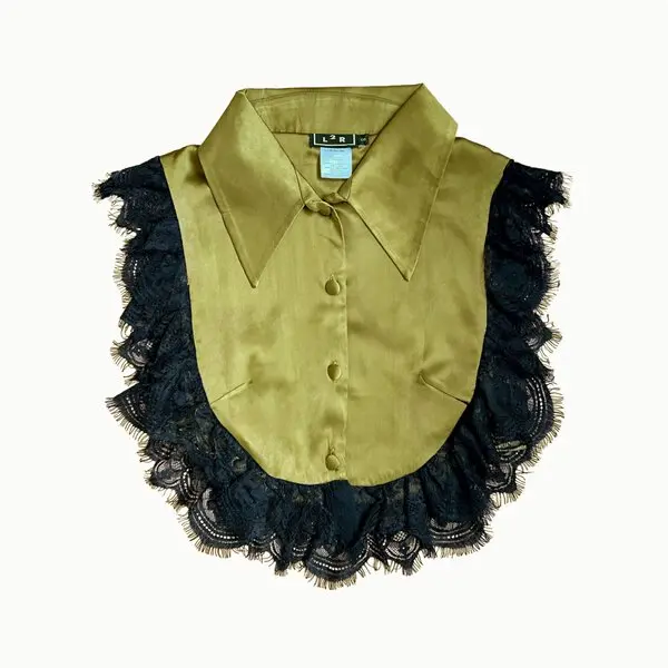 L2R THE LABEL Chartreuse Satin Amal Top - Green