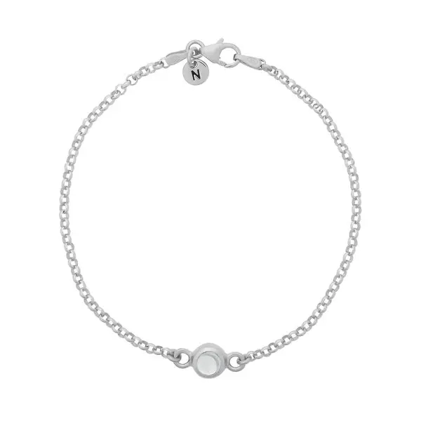 NELLOU JEWELLERY Neutrals Crystal Birthstone Gem Dot Bracelet Sterling Silver April - Gray
