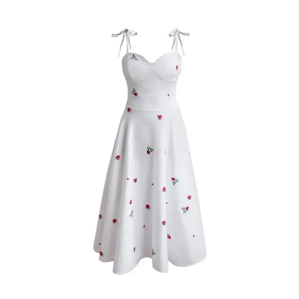 RAINSISTERS Sundress With Floral Print: Petite Fleur - White