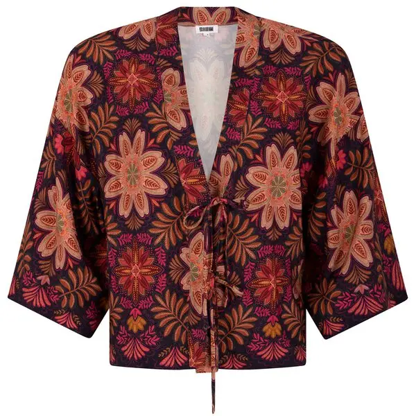 IN OUR NAME Chappal Short Printed Kimono - Pink
