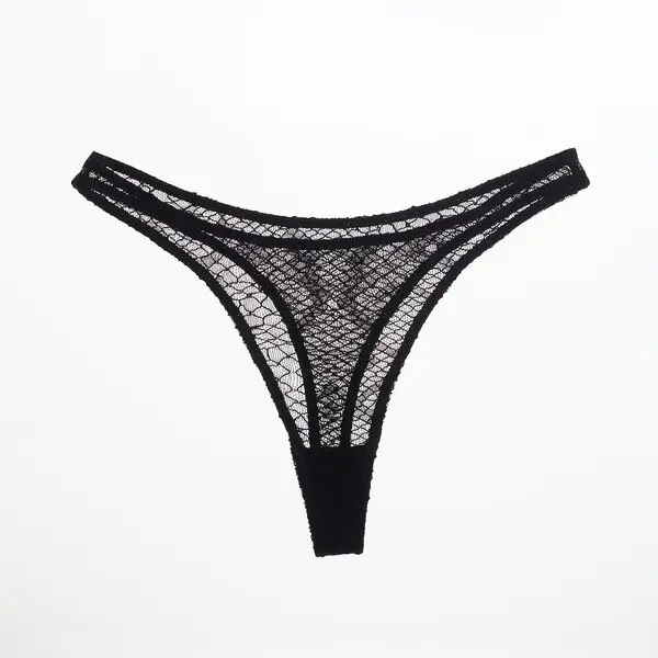 LUNATIC FEMME Sheathe Snake Lace Low-rise Thong - Black