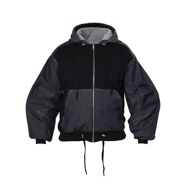 METAMORPHOZA S Bomber Jacket With Denim Panels - Blue