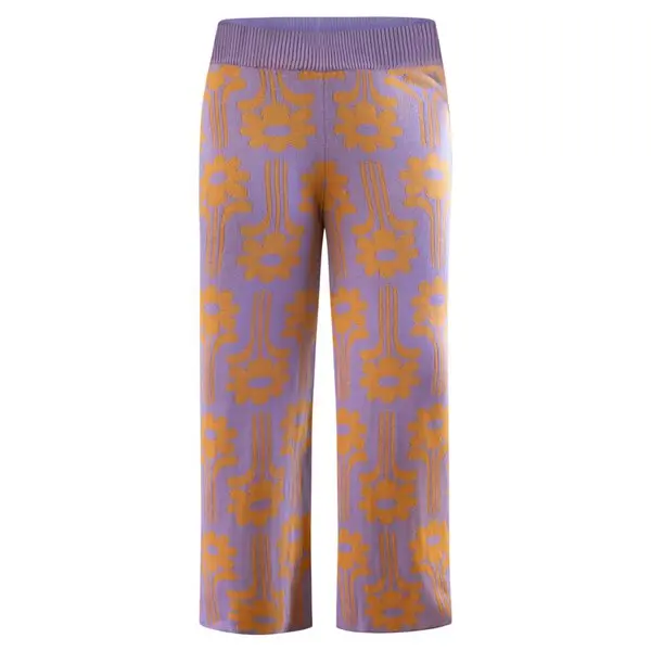 KNOWN SUPPLY High Waisted Floral Sweater Pants Bruno Lavendar Floral - Purple