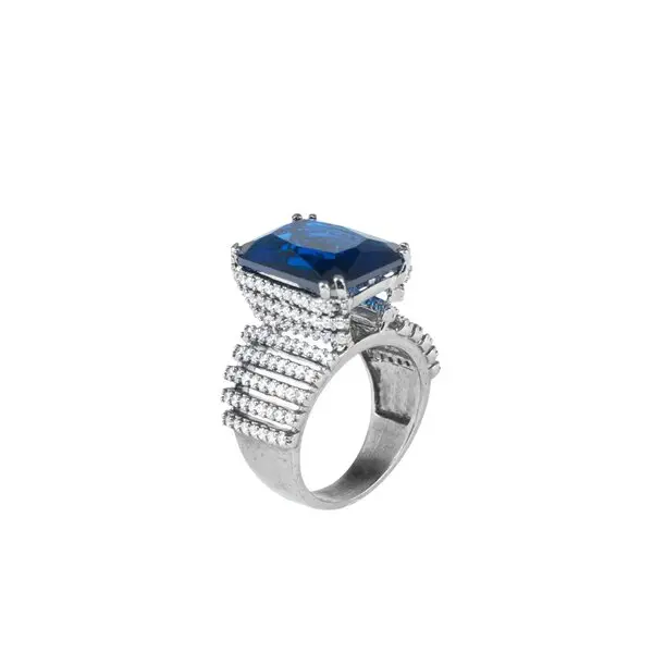 MERAKI BY RASHMI BAJAJ Noir Prism Crystal Ring - Blue