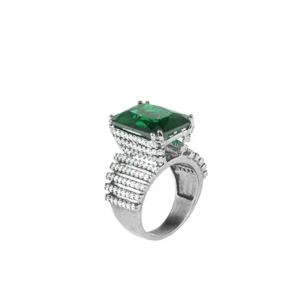 MERAKI BY RASHMI BAJAJ Noir Prism Crystal Ring - Green
