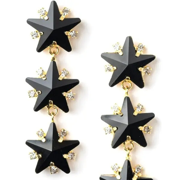 ACHALA HANDCRAFTED Via Delle Stelle Star Earrings - Black