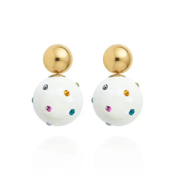 SAULE LABEL Lilou Earrings In Jet Cream - White