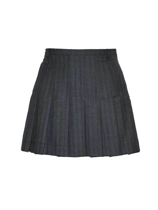 SVETA MILANO Bonnie Wool Pleated Mini Skirt - Grey