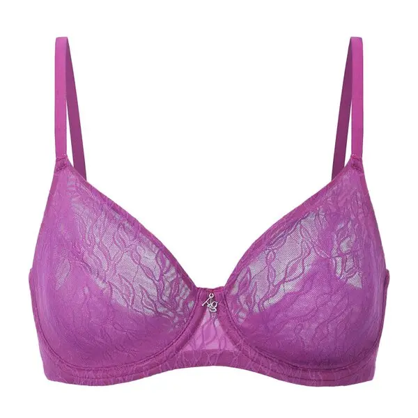 AMOUR D'AGNETTE Julie Molded Lace & Mesh T-shirt Bra - Purple