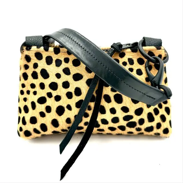 LYNN TALLERICO Neutrals Amy Bag In Cheetah Hair On Hide - Black