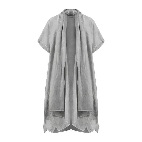 ZHENABIA Shawl Kimono Khaki Hooded Kimono - Grey